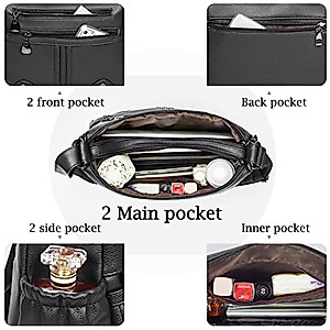 Women Soft PU Leather Shoulder Handbag Multi Pocket Crossbody Bag Ladies Medium Roomy Purses Fashion Tote Top Handle Satchel