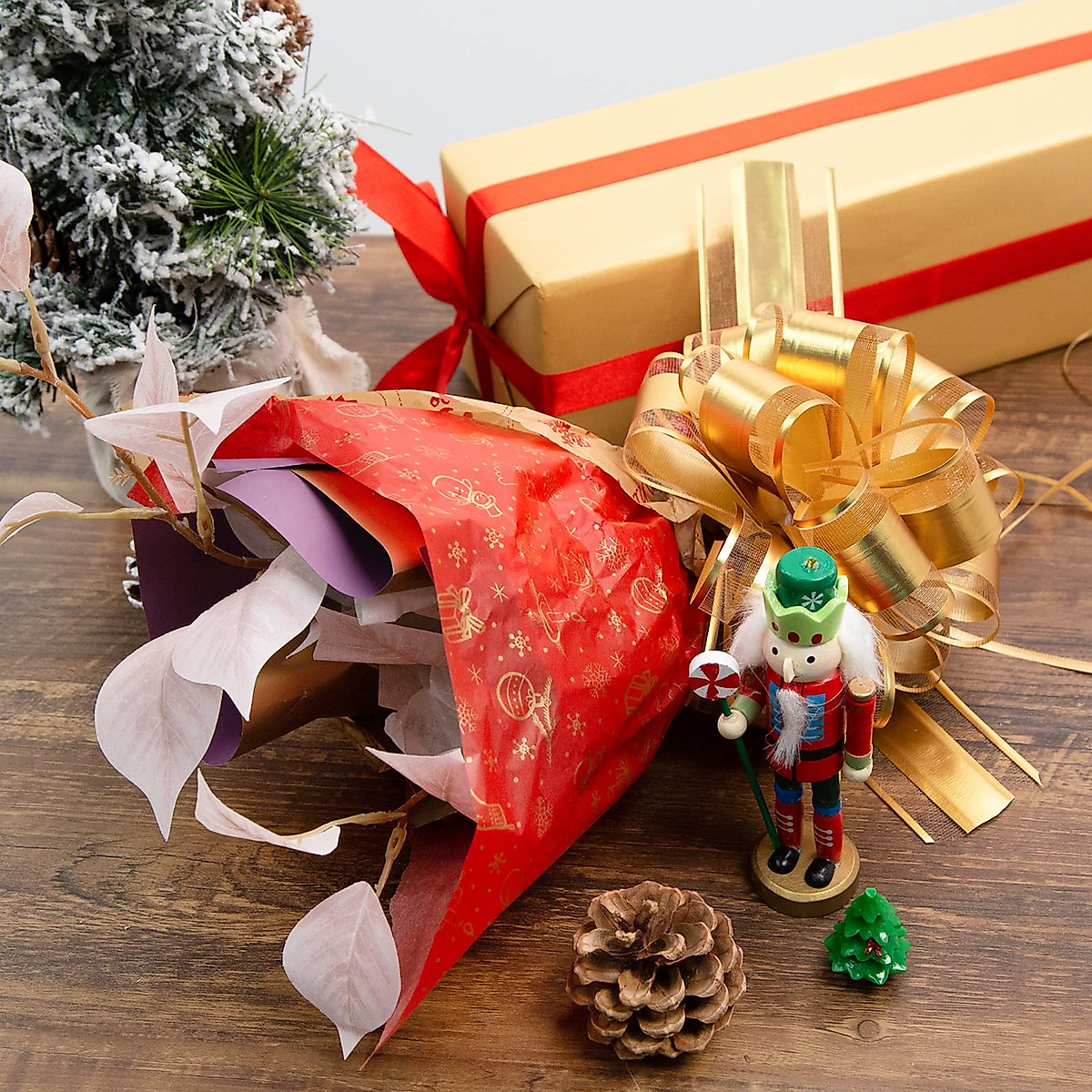 Shindel Christmas Tissue Paper Gift Wrapping Paper, 64 Sheets Assorted Holiday Wrapping Paper for Gift Boxes Wrapping and Christmas Party Decorations, 28 x 20 Inch