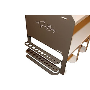 MTSpaceBaby's Power Tool Organizer Drill Holder Wall Hung Garage Mount Tool Shelf Bit Holder Double Shelf Saw Holder Charging Station Work Site Storage Box, Grey and white (MT01)