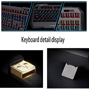 MUMUJJ Mechanical Wired E-Sports Gaming Keyboard, RGB Mixed Backlit, Full-Size Without Conflict for Office Typing and Gaming