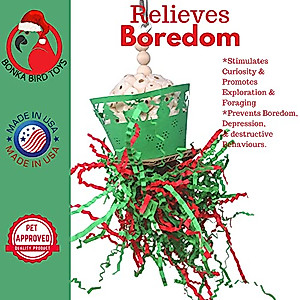 Bonka Bird Toys Merry Christmas Festival Small Bird Toy Natural Sola Chew Foraging Treat Cockatiels Parakeets Conures and Similar Birds (2454 Green)