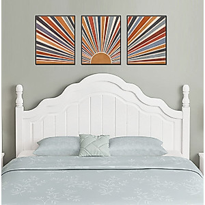 Sun Rays Print Boho Wall Decor Mid Century Modern Geometric Sunshine Wall Art Abstract Sun Boho Print Nursery Blue Orange Decor Set Of 3 UNFRAMED 11X14INCH