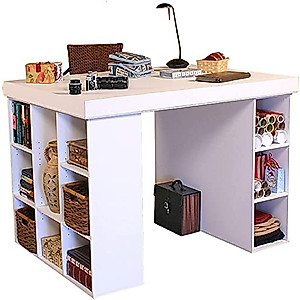 Project Center Desk with Bookcase and 3 Bin Cabinet-White