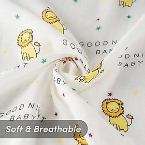 Bunnikins & Clover Muslin Swaddle Blankets for Boys and Girls, Baby Receiving Blankets Unisex, Newborn Essentials for Registry & Gift, 47x47 inches, Set of 4 (Beige)