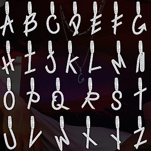 Big Bling Moissanite Initial Necklace for Women Lab Created Diamond Custom Letter Pendant Iced Out Hip Hop Jewelry Personalized Name Necklace 18K White Gold Plated Sterling Silver,Tennis Chain/ Rope Chain/ Cuban Link,16 inch to 24 inch Length Silver W