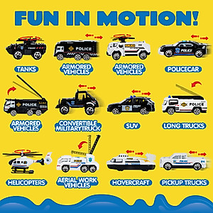 JOYIN 25 in 1 Police Rescue Truck Car Toy Set with Sounds and Lights, Mini Police Vehicles in Carrier Truck, Play Police Patrol Rescue Vehicle Toy, Birthday Gifts for Over 3 Years Old Boys