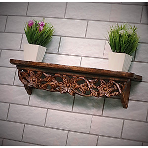 Worthy Shoppee Hand Carved Wall Decor Shelf for Living Room Home Office Drawing Room