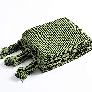 RUDONG M Knitted Throw Blanket with Fringe, Forest Green Knit Throw Blanket for Couch Bed Sofa 50" x 60"