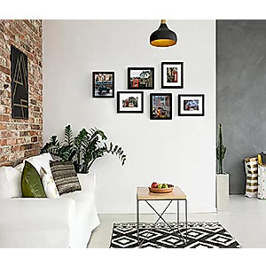 Wiscet 8x10 Picture Frame Set of 9, Display Pictures 5x7 with Mat or 8 x 10 Without Mat, Photo Frame for Wall Mounting or Tabletop Display, Black