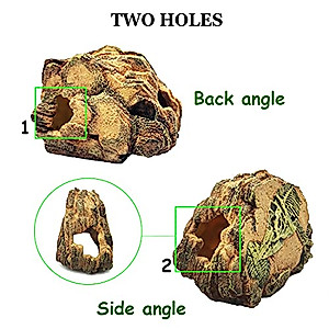 Hamiledyi Reptile Hideout Cave,Lizard Resin Rock Hiding Cave,Reptile Habitat Terrarium Decoration for Leopard Gecko Cichlids Spiders Lizards Hermit Crabs