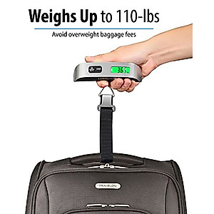 Fosmon Digital Luggage Scale (2 Pack), LCD Display Backlight Temperature Baggage Scale w/ 110lbs Capacity, Portable Stainless Steel Hanging Luggage Weight Scale w/ Tare Function for Travelers - Silver