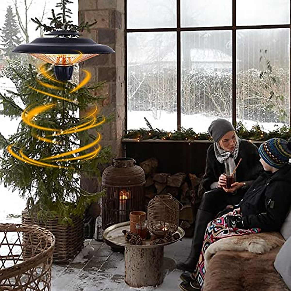 Outdoor Heaters for Patio Electric, 1500W Hanging Outdoor Patio Heater, Infrared Heater Outdoor with 2 Adjustable Mode, Outside Heater Porch Heater Garage Heater, IP34 Waterproof