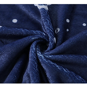 Zevrez Whale Blanket Navy Blue Whales Throw Blanket Flannel Fleece Sea Whale Pattern Blankets Whale Gifts and Decor for Sea and Whale Lovers (Whale 2, 48"x60")