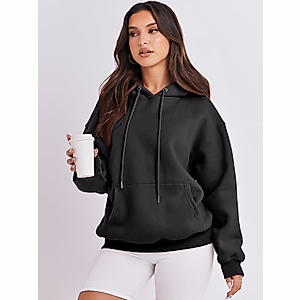ANRABESS Women's Oversized Fleece Hoodies Basic Pullover Sweatshirt Fall Fashion 2024 Outfits Trendy Y2k Teens Preppy Clothes Black-M