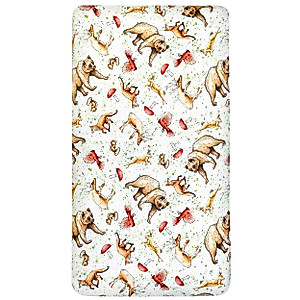 Woodland Animals Design Crib Sheet | Jersey Knit Cotton | Forest Creatures
