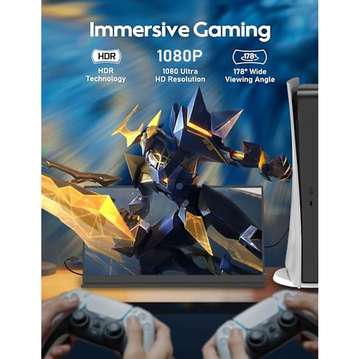 ZSCMALLS Portable Monitor Upgraded Ultra Slim&Lightweight Metal Frame 15 Inch IPS HDR 1080P HD Eye Care Screen USB C Gaming Monitor for Laptop/PC/Cellphone/Switch/PS3-4/Xbox/Raspberry Pi