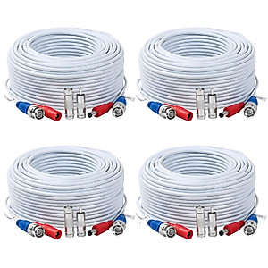 4 Pack 100 Ft Tainston BNC Video Power Cable BNC Extension Wire Video Security Camera Cord with Connectors for CCTV Camera DVR Surveillance System