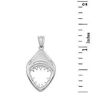 925 Sterling Silver Jaws Shark Head Mouth Open Charm Pendant