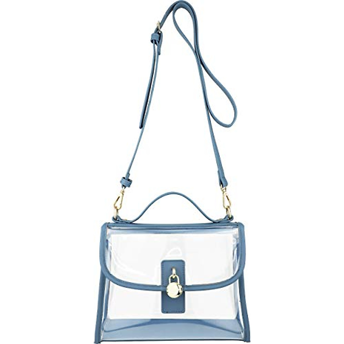B BRENTANO Clear Top Handle Satchel Crossbody Bag with Removable Wristlet Pouch (Stadium Policy-Compliant Bag) (Blue)
