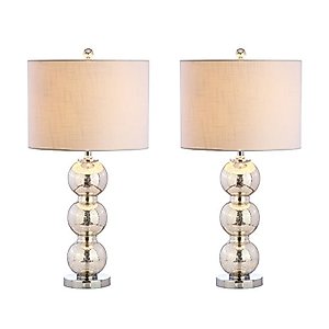 JONATHAN Y JYL1070B-SET2 Set of 2 Table Lamps Bella 27" Glass Triple-Sphere LED Table Lamp Contemporary Bedside Desk Nightstand Lamp for Bedroom Living Room Office, Mercury Silver/Chrome
