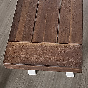 GDFStudio Cytheria Indoor Farmhouse 3 Piece Acacia Wood Picnic Set Finish Frame, Sandblast Dark Brown + White Rustic Metal