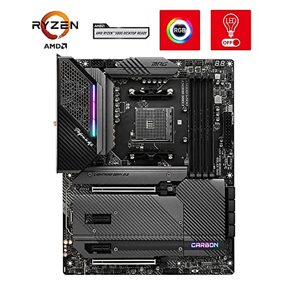 MSI MPG X570S Carbon MAX WiFi Gaming Motherboard (ATX, AMD, Socket AM4. DDR4, PCIe 4, CFX, M.2 Slots, Wi-Fi 6E)