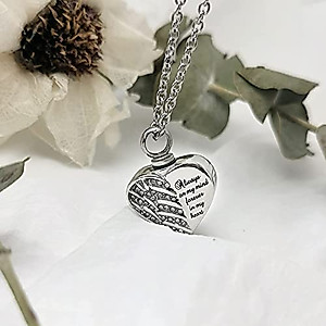 LuxglitterLin Guardian Angel Wings Cremation Jewelry for Ashes Heart Crystal Urn Necklaces for Son Ashes Memorial Keepsake Necklace Always on Mind Forever in My Heart