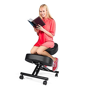 Ergonomic Kneeling Chair Office,Build Healthy Back & Upright Posture,w/4” Thickened Cushion and 30”Adjustable Height,Flexible& Lockable Wheels,Adjustable Knee Stool for Bedroom, Study, Living Room