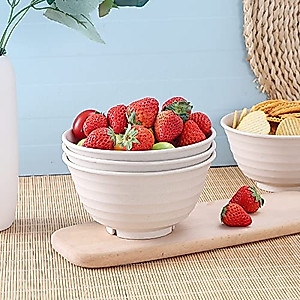 28pcs Wheat Straw Dinnerware Sets, Plates and Bowls Sets for 4, Large Plates, Bowls, Cups for Camping, Picnic Microwave Safe