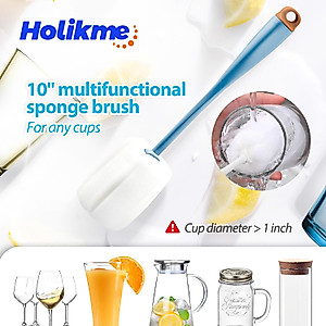 Holikme 8 Pack Bottle Brush Cleaning Set, Long Handle Bottle Cleaner for Washing Narrow Neck Beer Bottles, Wine Decanter, Narrow Cup, Pipes, Hydro Flask Tumbler, Sinks, Cup Cover, Blue