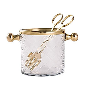 N/A Handmade Brass glass ice bucket with ice clip dining table cooler wine wine rack ice bucket champagne can cooler