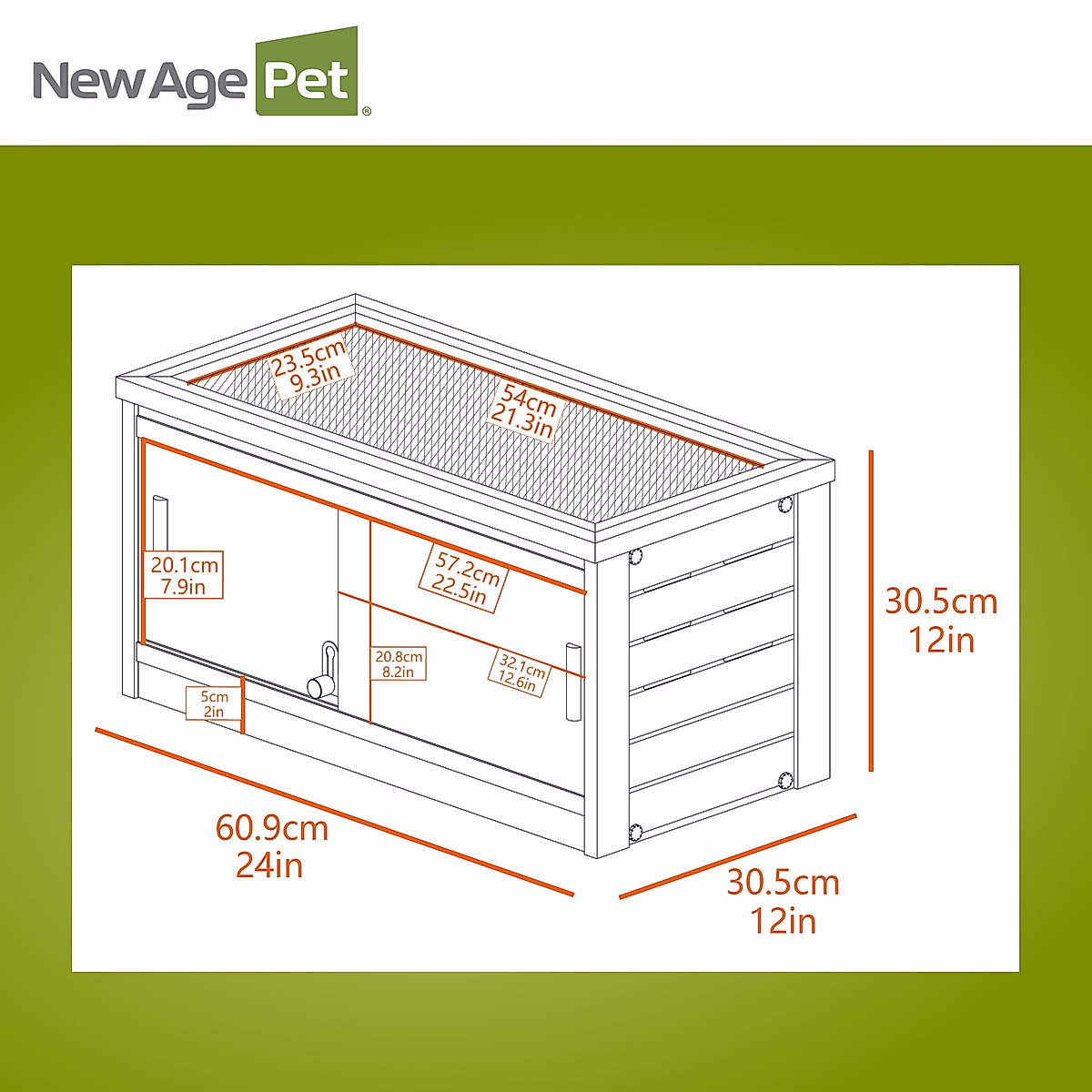 New Age Pet ECOFLEX 24-Inch Mojave Reptile Lounge in Grey - Durable Wood Plastic Composite Habitat with Ventilated Side Panels, Removable Sliding Glass Doors, and Mesh Screen Top