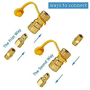 Unlorspy 3/8 Inch Natural Gas Brass Quick Connect Fittings, Solid Brass Propane Gas Connector Adapter with 3/8 Inch Male Pipe NPT Thread & 3/8 Inch Female NPT Thread