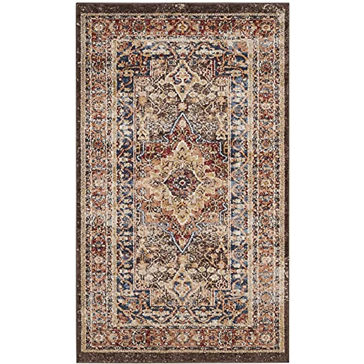 SAFAVIEH Bijar Collection Accent Rug - 3' x 5', Brown & Rust, Traditional Oriental Distressed Design, Non-Shedding & Easy Care, Ideal for High Traffic Areas in Entryway, Living Room, Bedroom (BIJ652D)