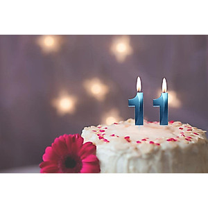 Blue 11th Birthday Candles,Gold Number 11 Cake Topper for Birthday Decorations Party Decoration