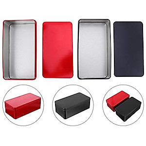 Hemoton 2pcs Metal Rectangular Empty Hinged Tins Box Containers Empty Tin Storage Container for Treats Candy Gifts Favors Red+ Black
