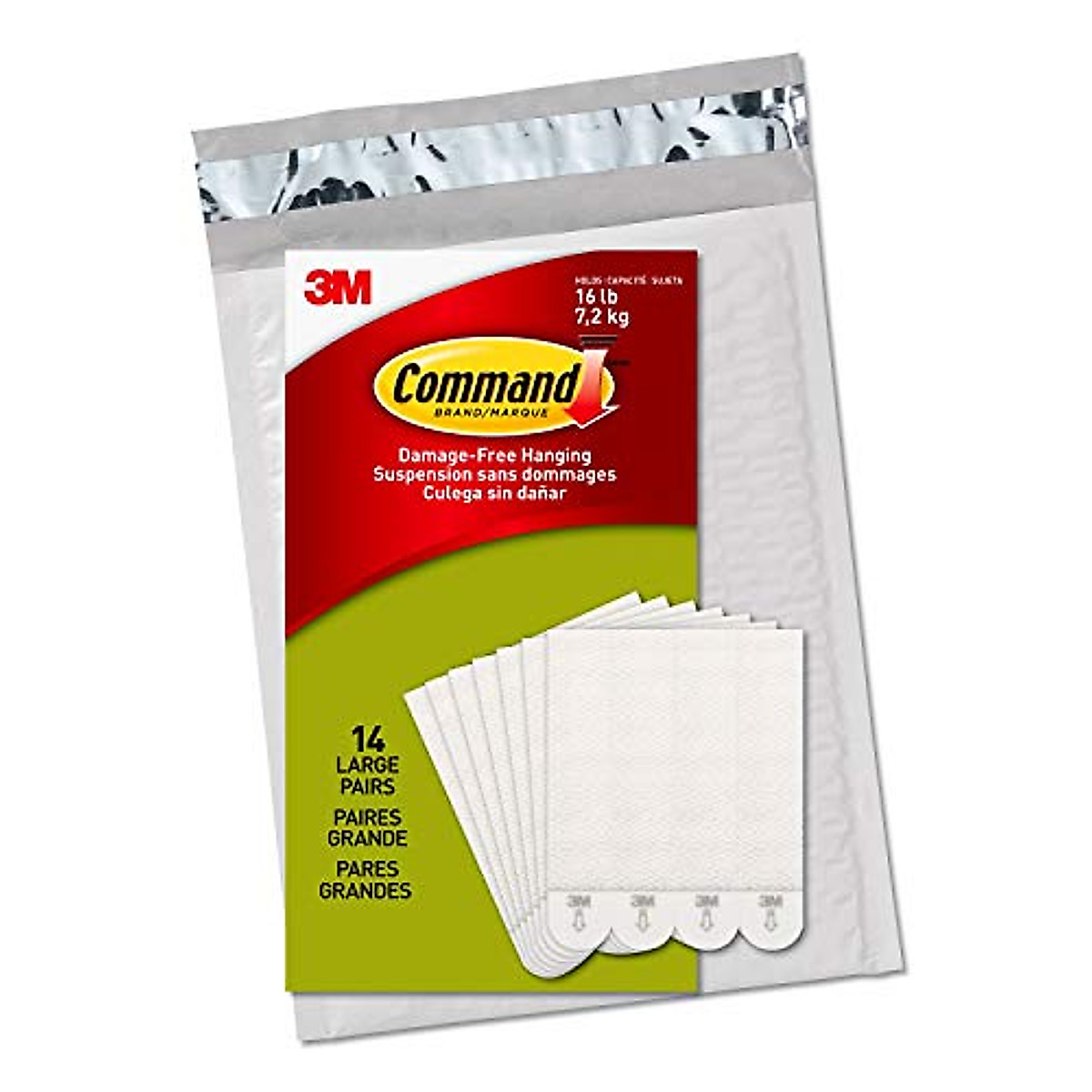 Command General Purpose Variety Kit, Hangs Up to 19 Items, Organize Damage-Free & Large Picture Hanging Strips Heavy Duty, White, Holds up to 16 lbs, 14-Pairs, Easy to Open Packaging