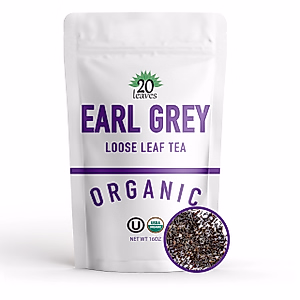 Earl Grey Loose Leaf Black Tea - 100% Certified Organic - 1LB Pouch - 16OZ Resealable Bag - 1 Pack