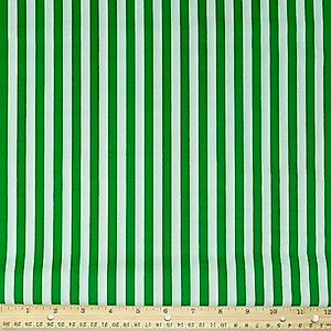Stitch & Sparkle Cotton 44" Alter Stripe Green Color Sewing Fabric by The Yard G111707