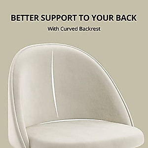 Cozy Castle Velvet Dining Chairs Set of 4, Upholstered Comfy Chairs with Back, Accent Chairs for Kitchen, Beige