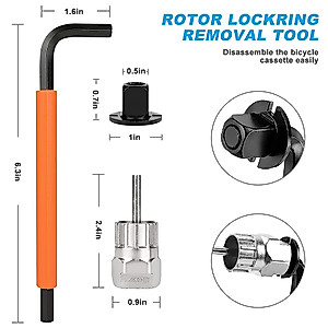 ACETOP Bike Tool kit, Including Bicycle Crank Removal Tool + 3 in 1 Bike Cassette Removal Tool + Bottom Bracket Remover + Rotor Lockring Removal Tool + Bike Pedal Wrench, Practical Repair Tool