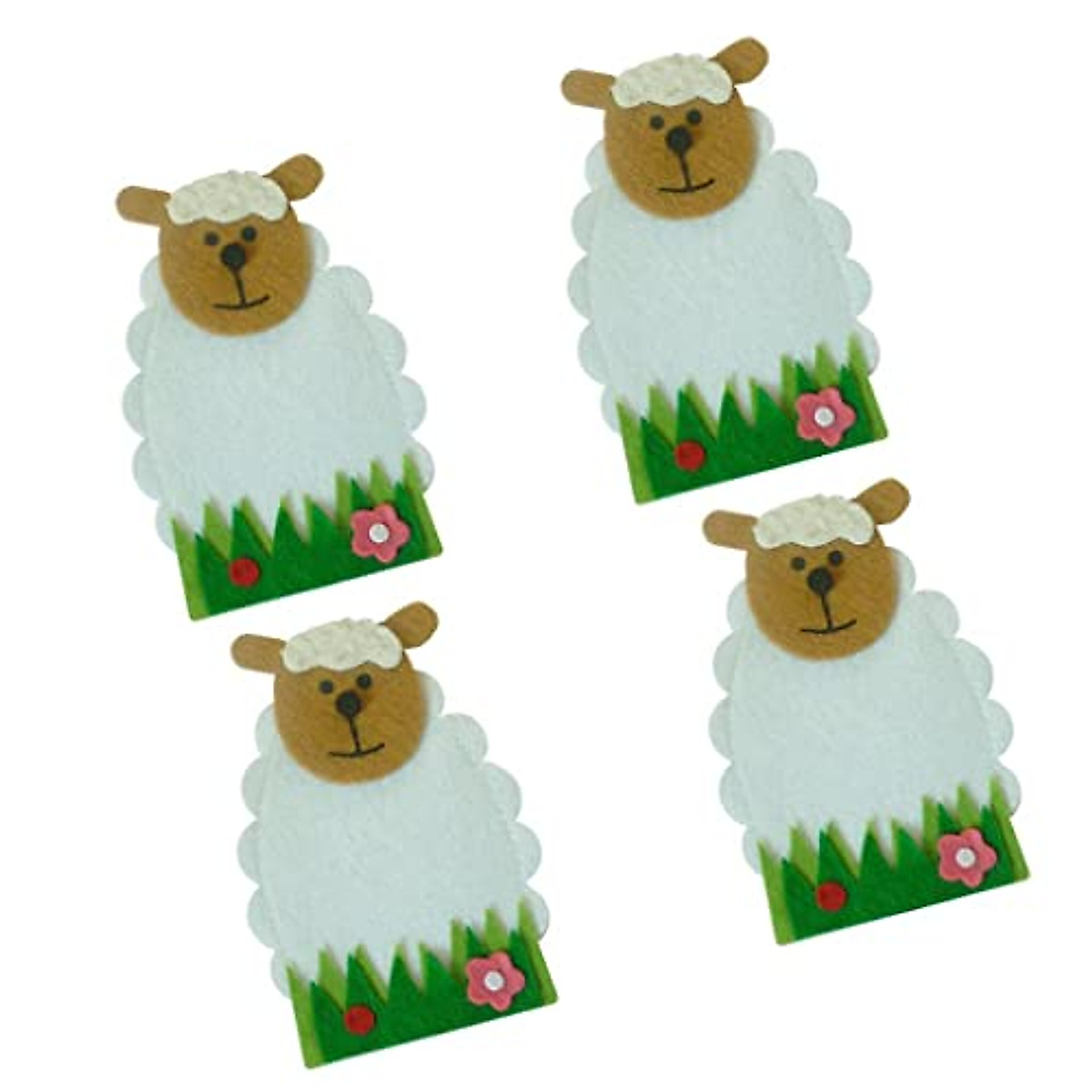 shamjina 4X Easter Sheep Cutlery Holder Bags Spoon Silverware Bags Table Decor