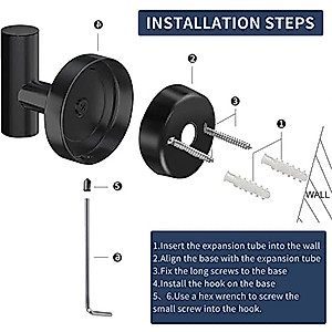 Hindfen Bathroom Towel Hooks 4 Pack Black, Coat/Robe Clothes Hooks, 304 Stainless Steel Wall Hook Heavy Duty for Bedroom,Kitchen,Restroom,Bathroom,Wall Mounted