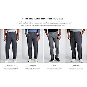 Haggar mens Eclo Stria Expandable-waist Pleat-front dress pants, Khaki, 38W x 32L US