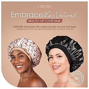 CAPLORD Satin Bonnet Adjustable Sleeping Silk Bonnet Black Women Men Double Layer Satin Lined Sleep Cap Sleeping Hair Wrap Silk Bonnet Large Braids Cover Bonnets Night Head Curly Hair Recommended