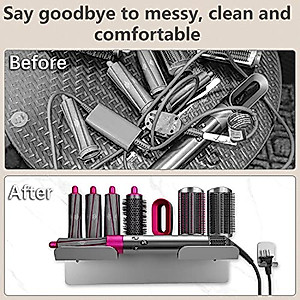 EUTRKei Wall Mount Holder for Dyson Airwrap Styler, Airwrap Holder Compatible with 7 Styling Accessories, Metal Organizor Storage Organizer for Home Bedroom Bathroom, Matte Grey(Only Holder)