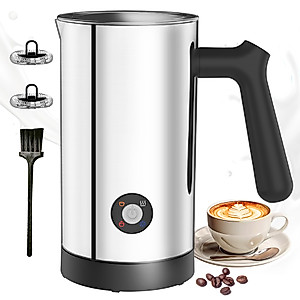 Casimhu Milk Frother Electric, 4-in-1 Milk Frother and Steamer Stainless Steel, 10.6oz Large Capacity, Warm and Cold Foam Maker, Automatic Milk Warmer for Coffee (polished)