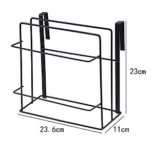 ASkinds Under Cabinet Cutting Board Rack Double Layer Pot Lid Organizer Wall Hanging Chopping Board Hanger Iron Towel Holder Storage Shelf(Black)