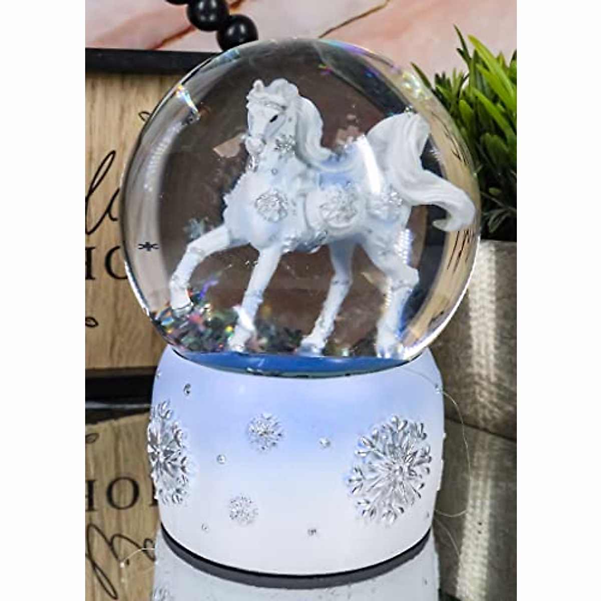 Ebros Gift Trail of Painted Ponies Western Christmas Frozen Winter Snow Crystal Horse Glitter Water Globe 5.25" Tall Farmhouse Ranch Cabin Country Snow Globes Collectible Figurine