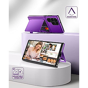 WeLoveCase Samsung Galaxy S22 Ultra Case Wallet Case with Credit Card Holder & Hidden Mirror, All-Round Protection Shockproof Phone Cover Designed for Samsung Galaxy S22 Ultra, 6.8 Inch Purple